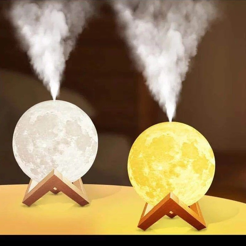 תאורת אווירה ירח משולב מפיץ ריח | מפזר אדים Moon Humidifier